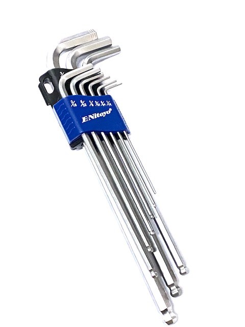 E-Nitoyo-9802 Extra Long Ball Hex Key (9pcs/set) Inches | EC Industrial Parts